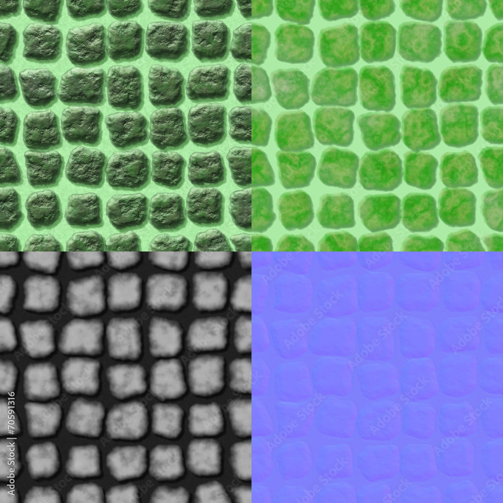 Pavement seamless generated texture (with diffuse, bump and norm Stock ...