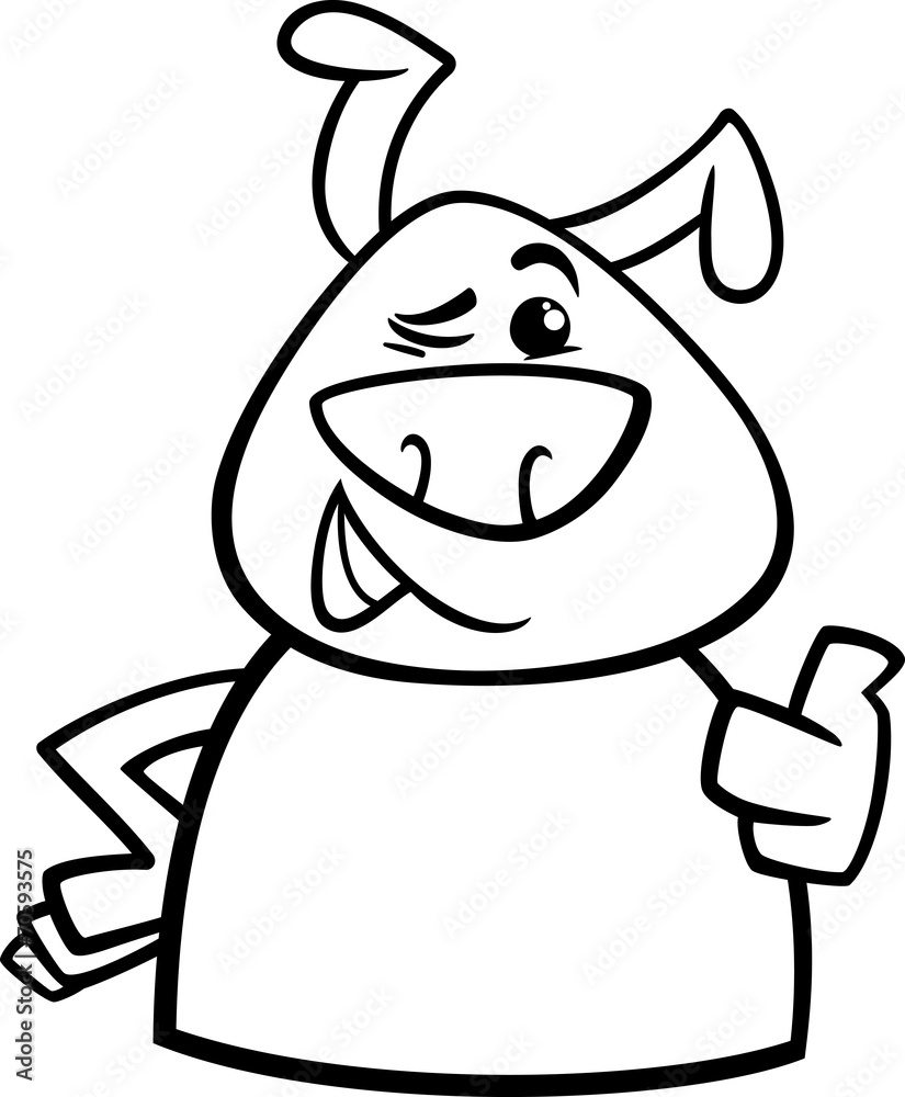 winking dog cartoon coloring page Stock Vector | Adobe Stock
