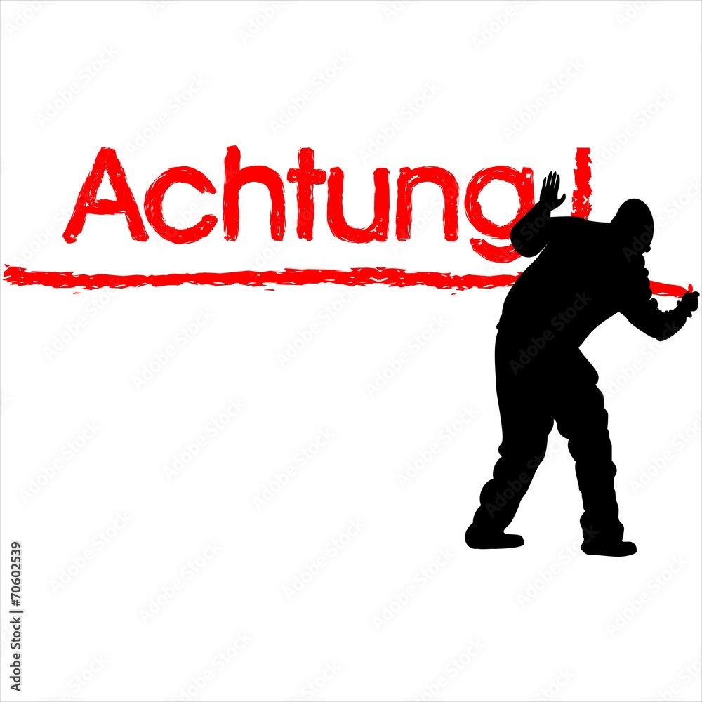 Achtung Kreide Mann umriss attention silhouette Stock Vector | Adobe Stock