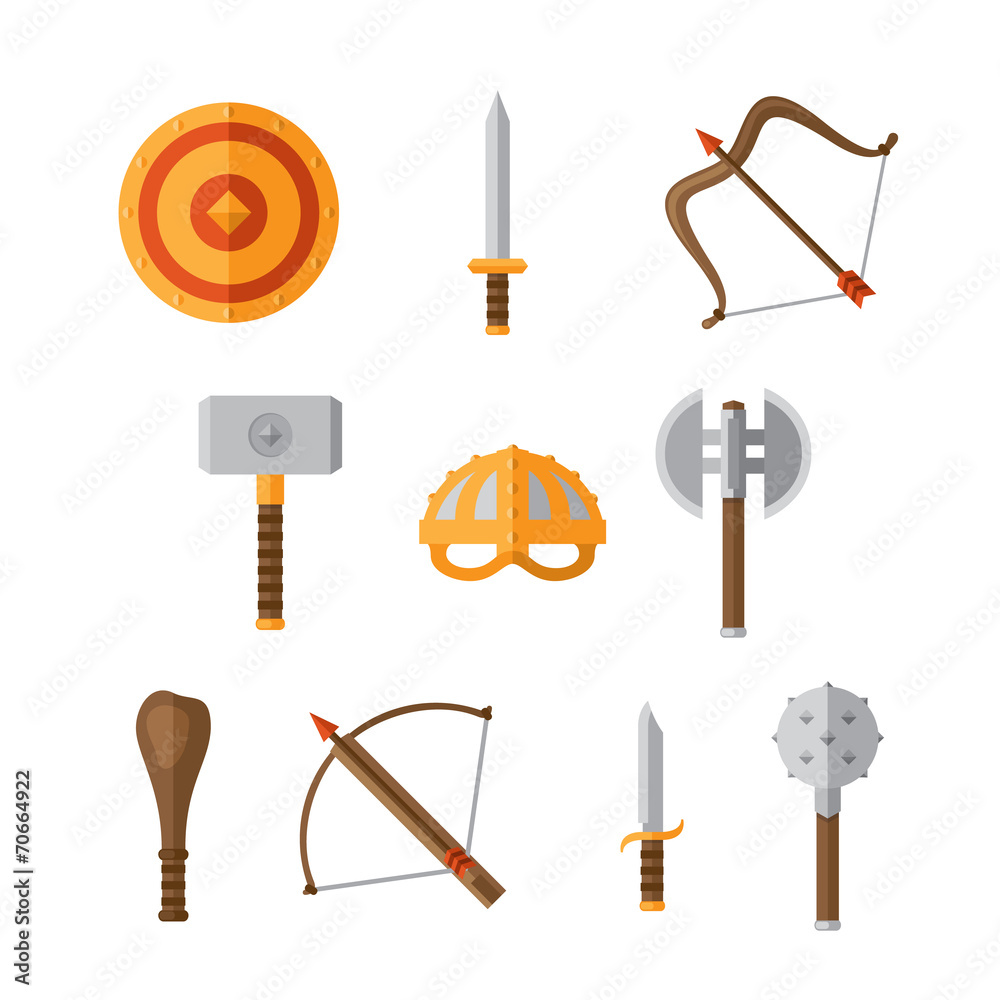 weapon flat icon set Stock Vector | Adobe Stock
