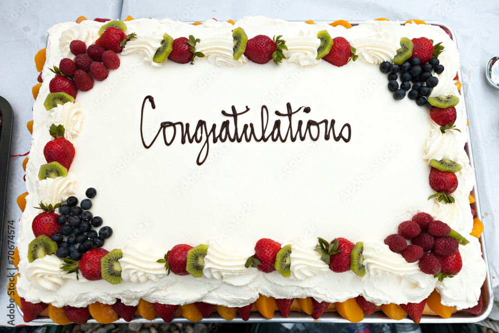 Congratulations Cake with Fruit Stock Photo | Adobe Stock