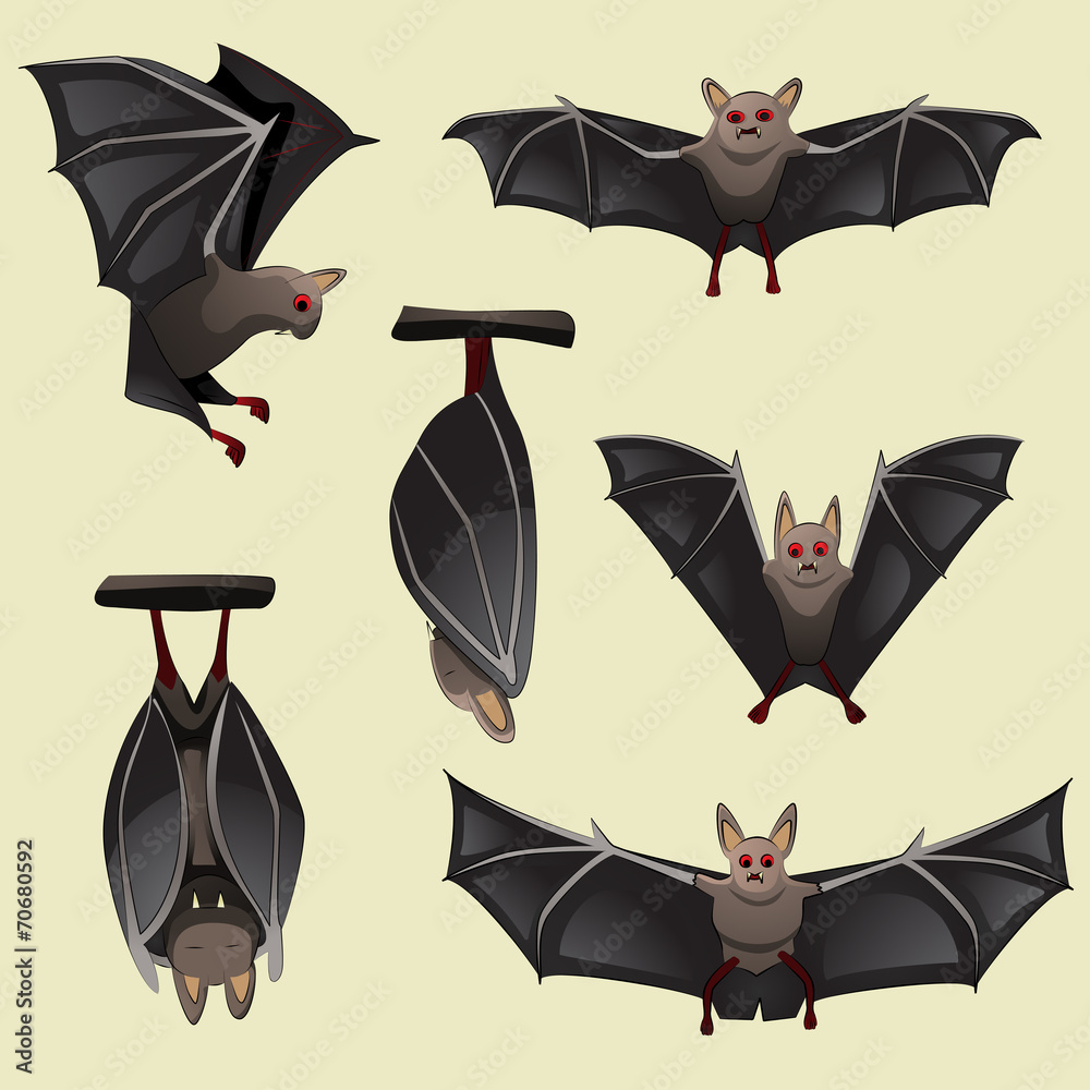 Set of spooky Halloween bats Stock Vector | Adobe Stock