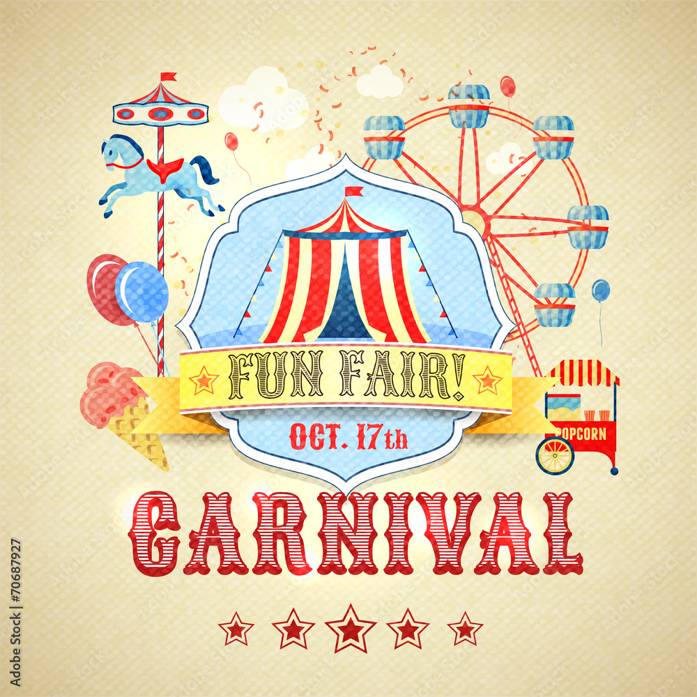 Vintage carnival poster Stock Illustration | Adobe Stock