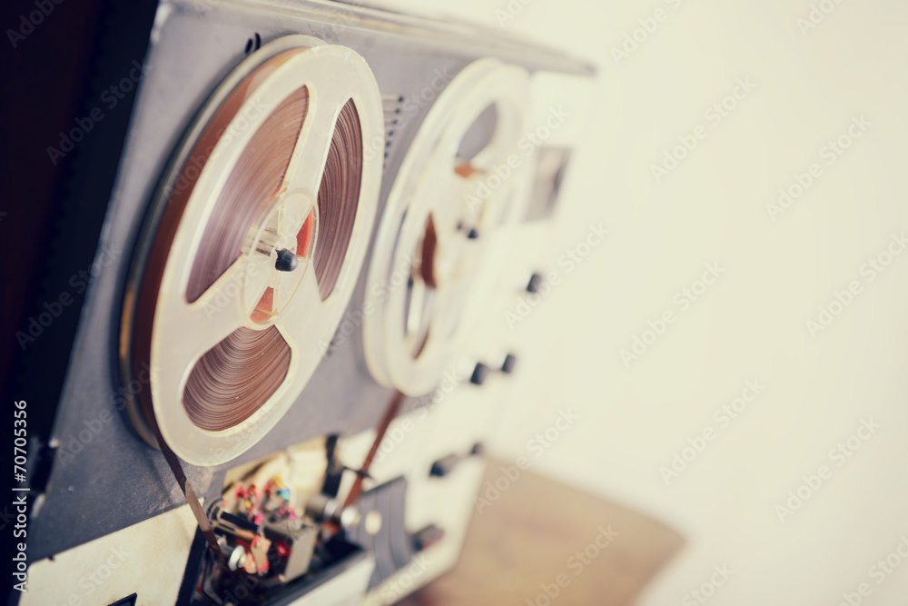 Old portable reel to reel tube tape-recorder Stock Photo | Adobe Stock