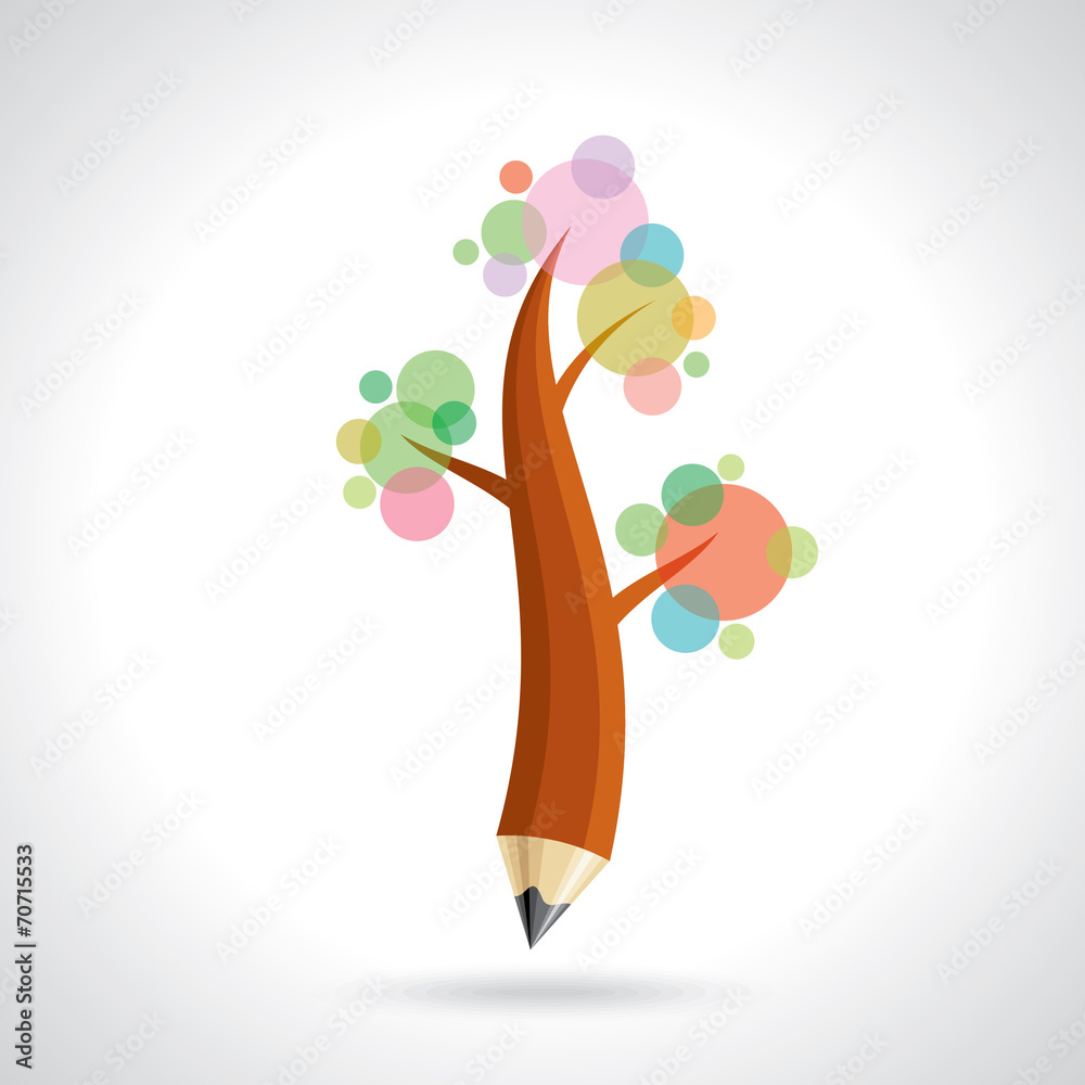 Pencil tree, about education and growing. Vector Stock Vector | Adobe Stock