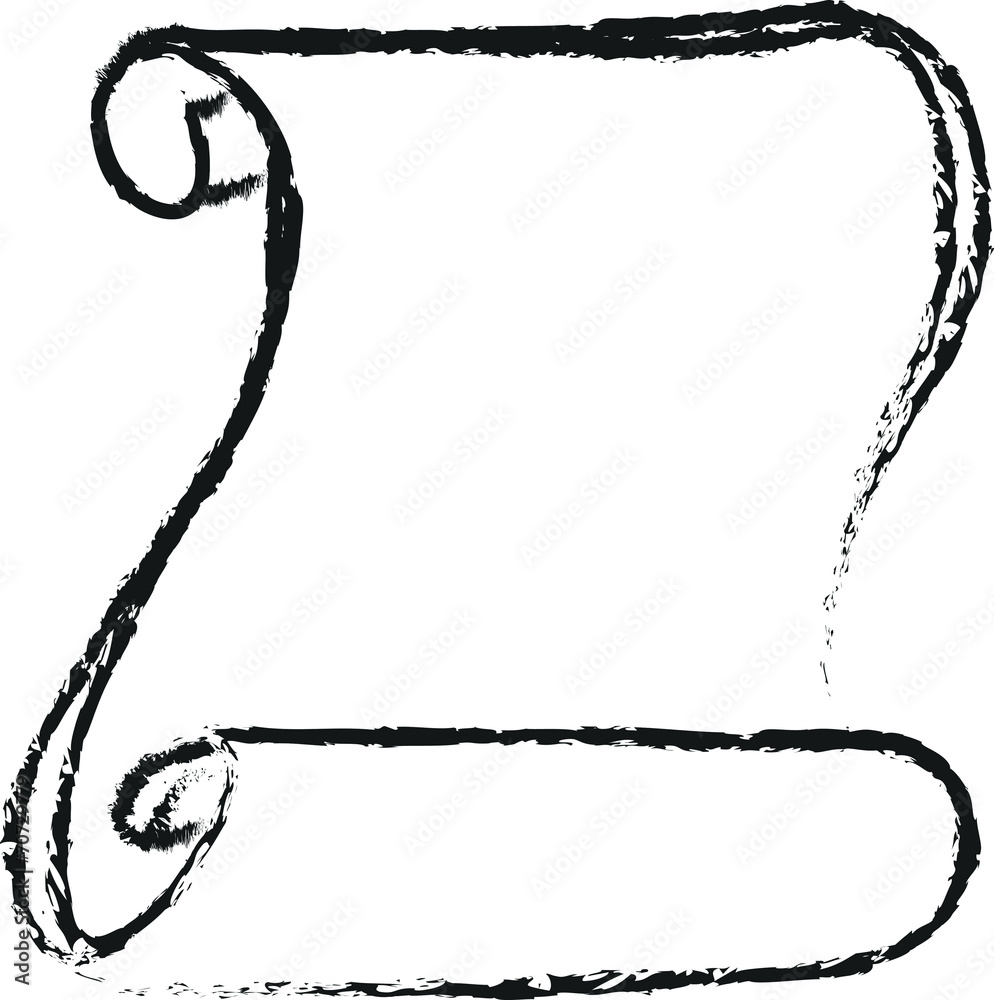 old rolled up paper scroll doodle charcoal Stock Illustration | Adobe Stock