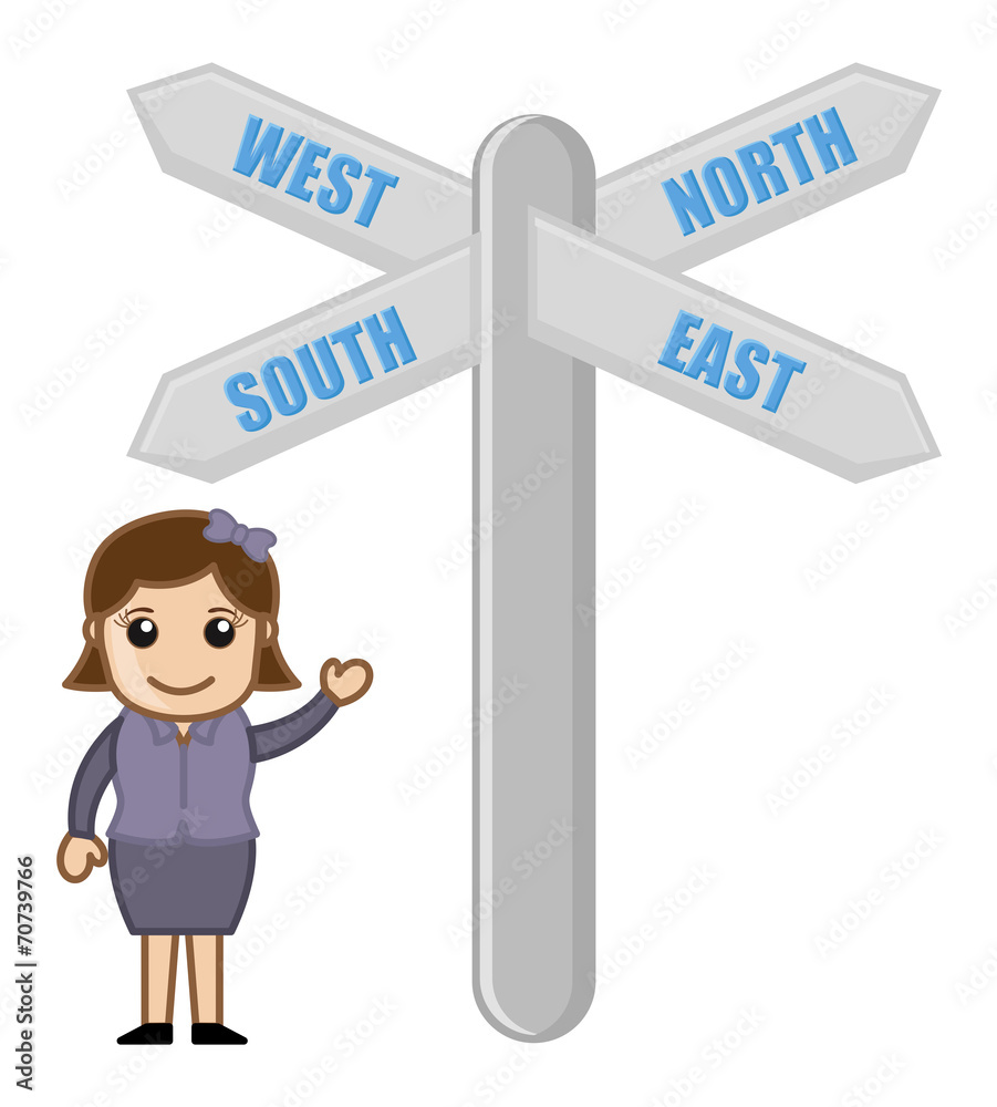 Four Directions Sign Board Vector Cartoon Stock Vector | Adobe Stock
