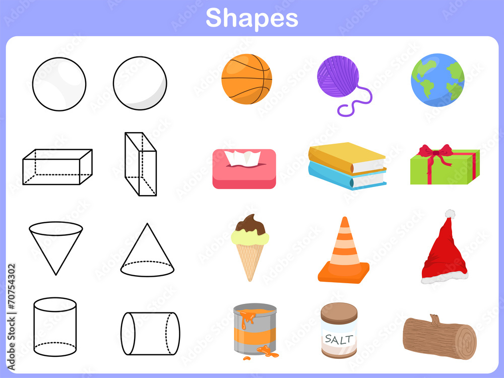 Learning the shapes with object for kids Stock Vector | Adobe Stock