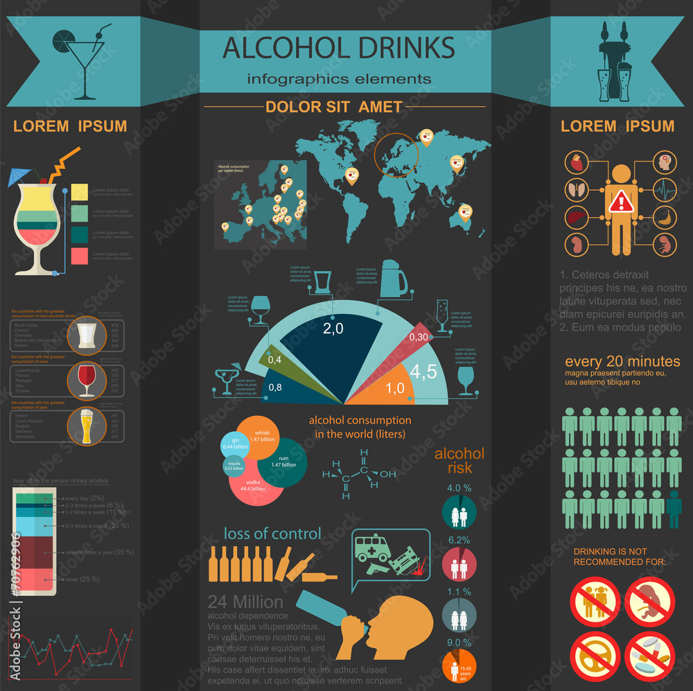 Alcohol drinks infographic Stock Vector | Adobe Stock