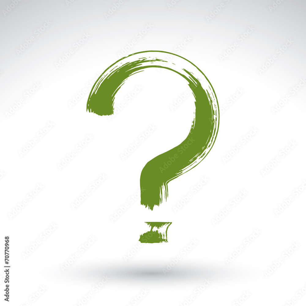 Hand drawn question mark icon, brush drawing query sign, origina Stock ...