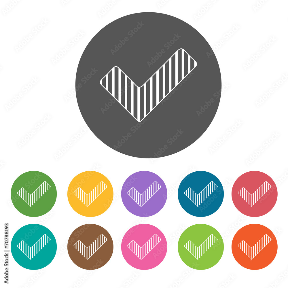 Dotted check icon. Check Mark Sign Symbol icon set. Round colour Stock ...
