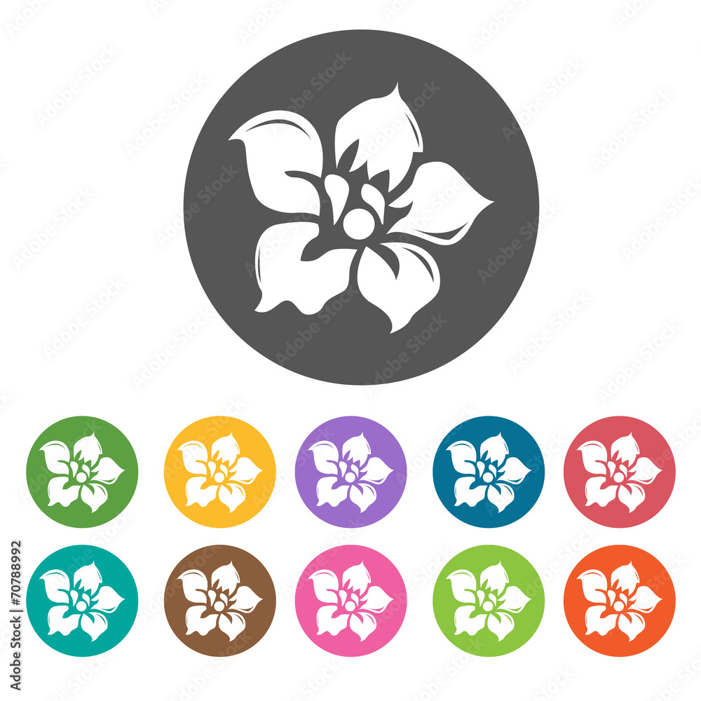 Daffodil icon. Flower icon set. Round colourful 12 buttons. Vec Stock ...