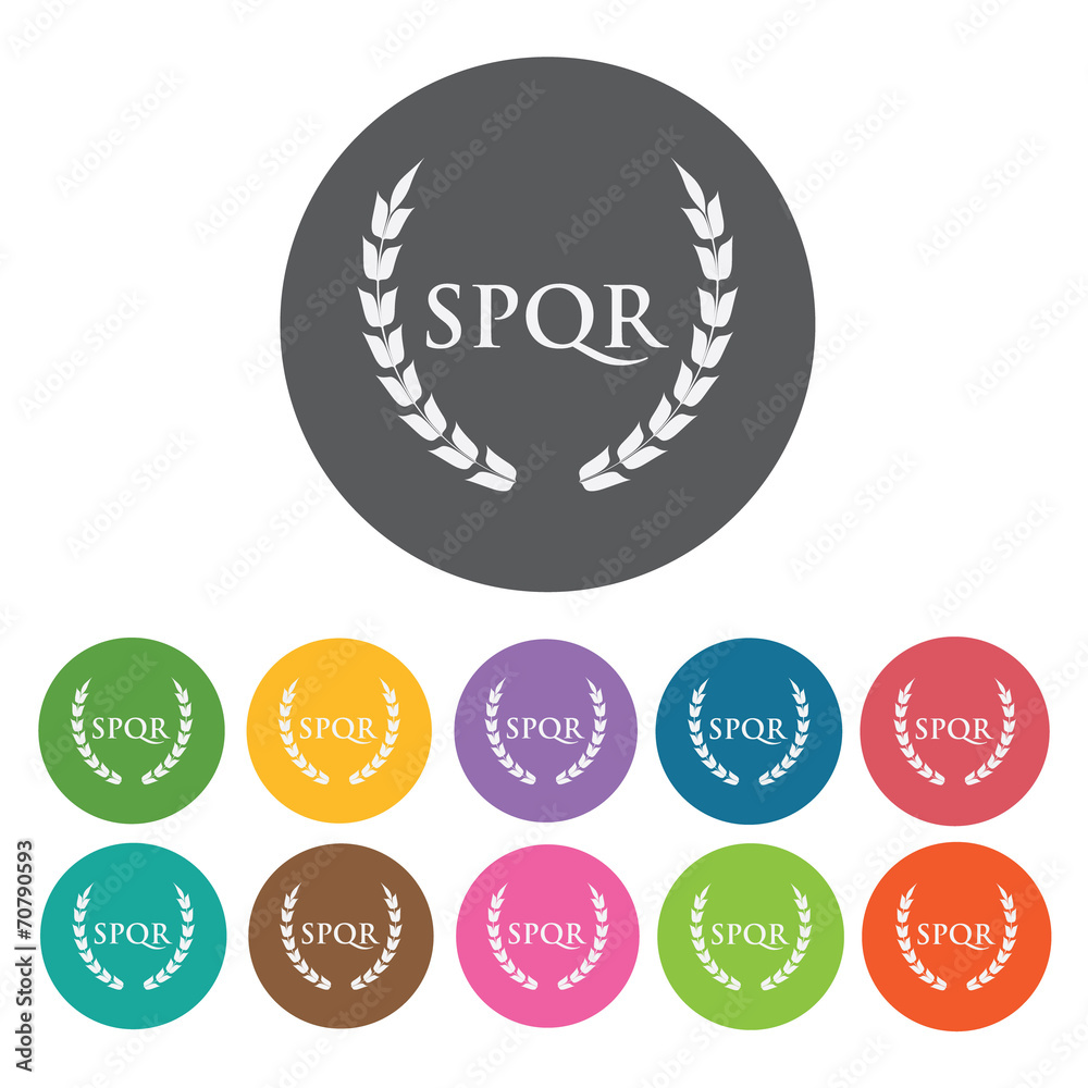 Roman empire icon. Attaction of italy icon set. Round colourful Stock ...