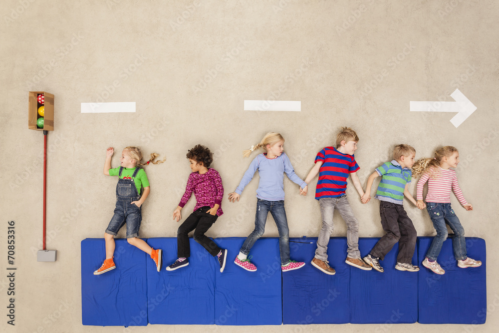 Children in the street, road safety education Stock Photo | Adobe Stock