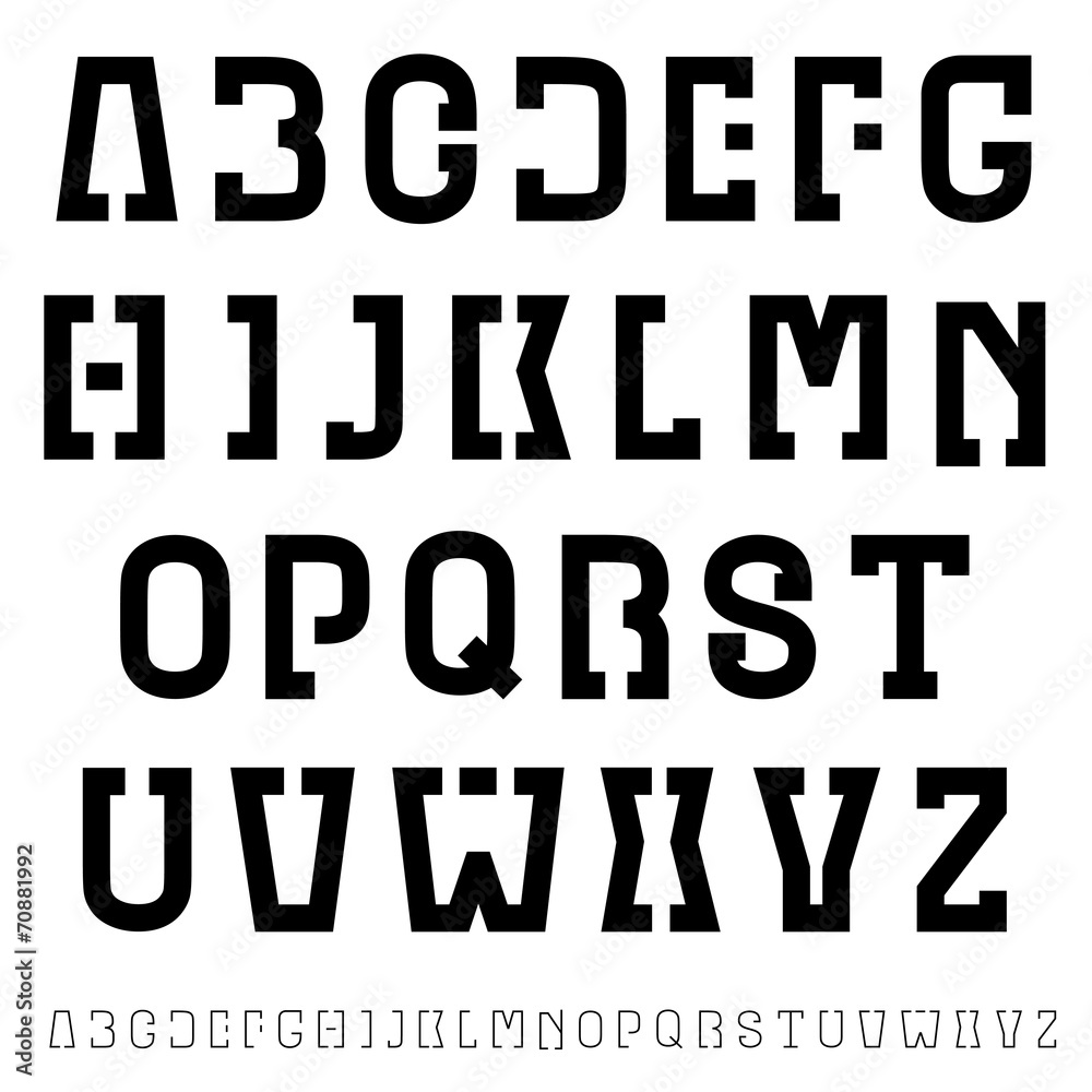 vector black simple font alphabet letters Stock Vector | Adobe Stock