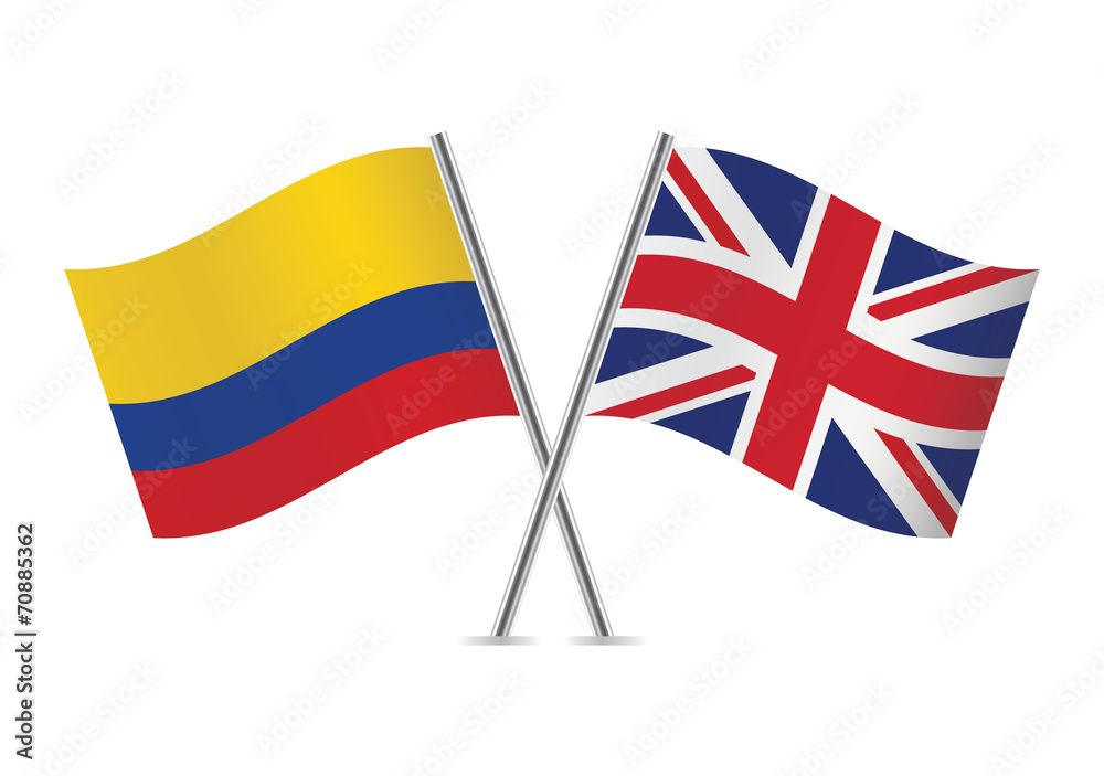 British and Colombian flags. Vector illustration. Stock Vector | Adobe ...