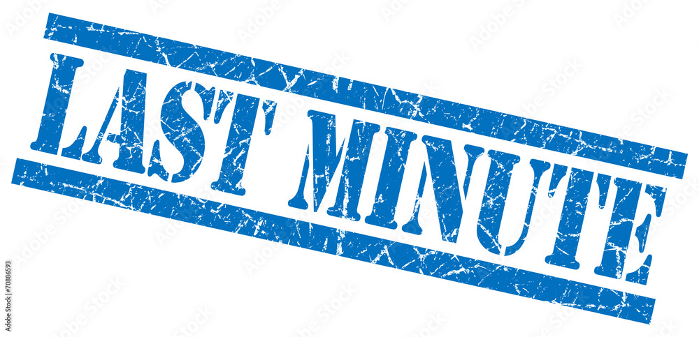 last minute blue grungy stamp on white background Stock Illustration ...