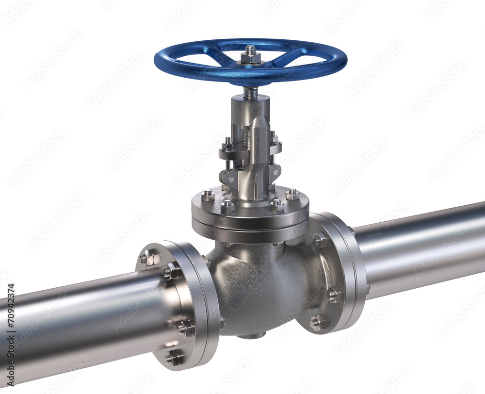 Industrial Pipe Valve / Gate Valve on White Background. 3D illustration ...