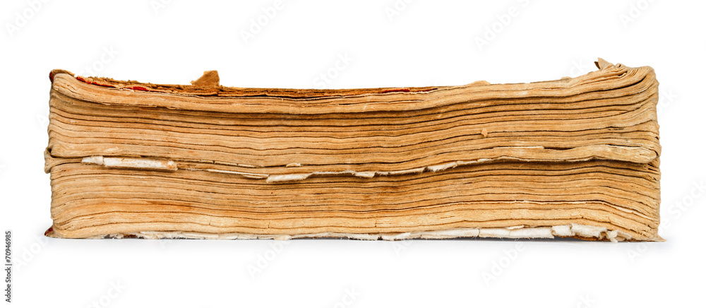 Vintage book sideways on an isolated white background Stock-Foto ...