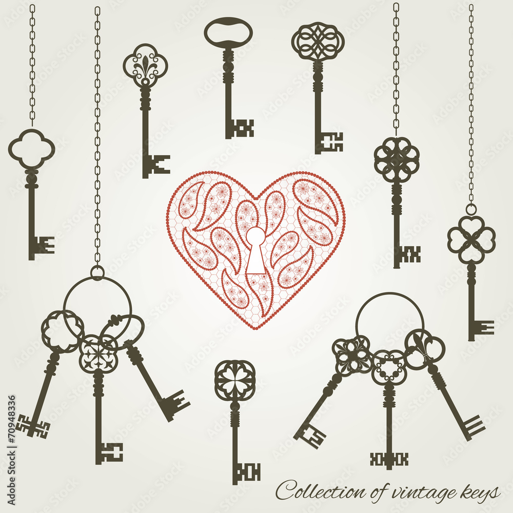 Skeleton Key Heart Vector