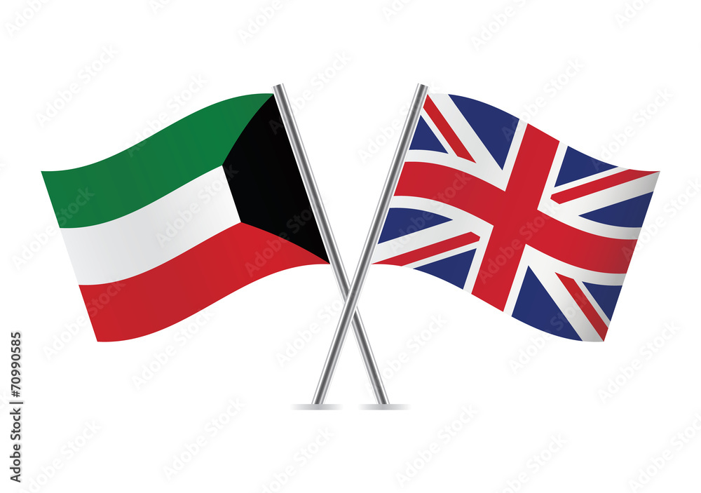 Kuwait and British Flags. Vector illustration. Stock Vector | Adobe Stock