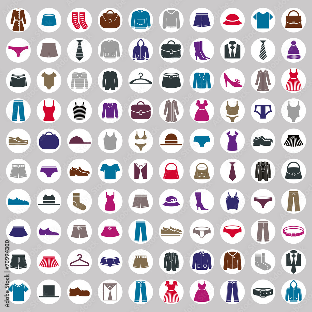 Clothes icons vector collection, vector icon set of fashion sign Stock ...