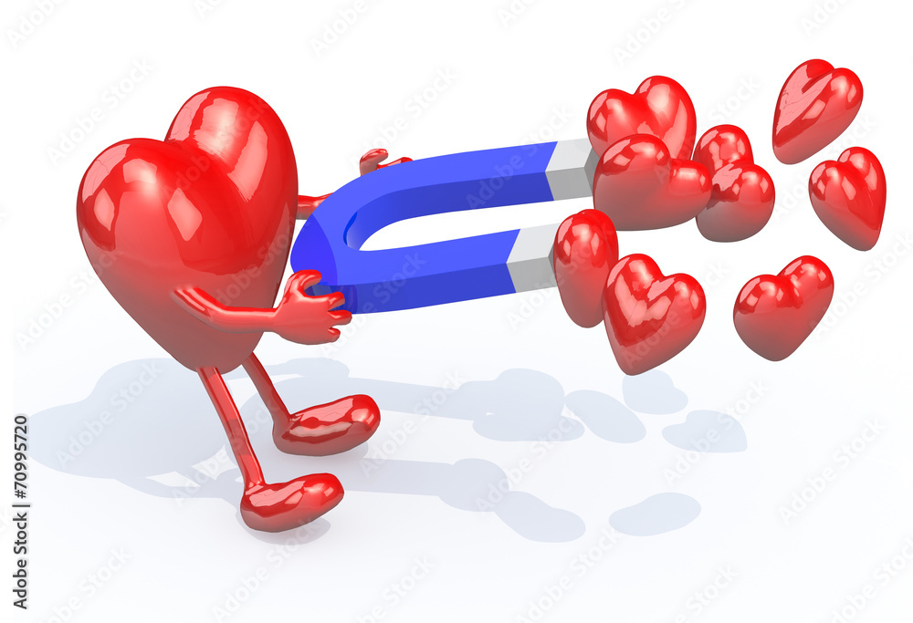 heart with arms, legs and magnet on hands Stock Illustration | Adobe Stock