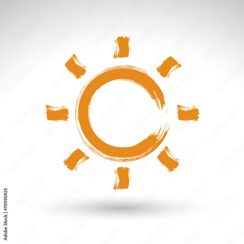 Hand drawn simple vector sun icon, brush drawing meteorology sig Stock ...