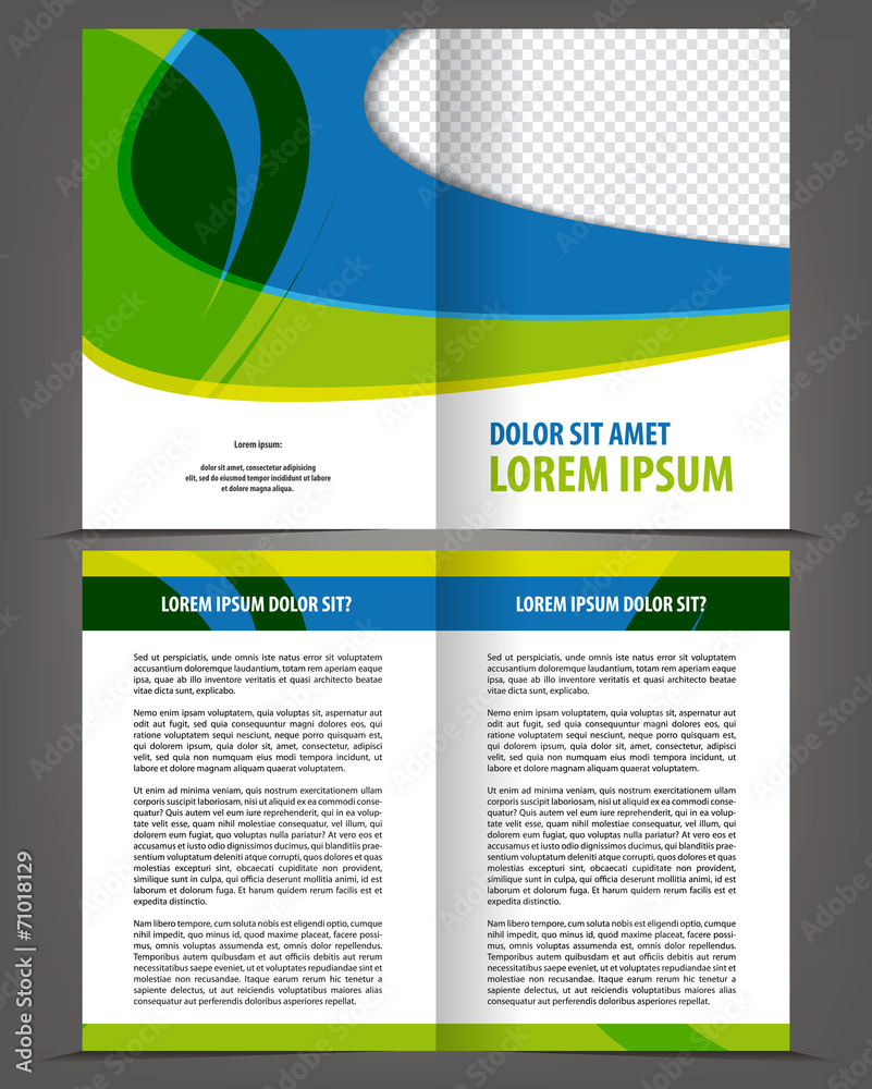 Vector empty bi-fold brochure print template design Stock Vector ...