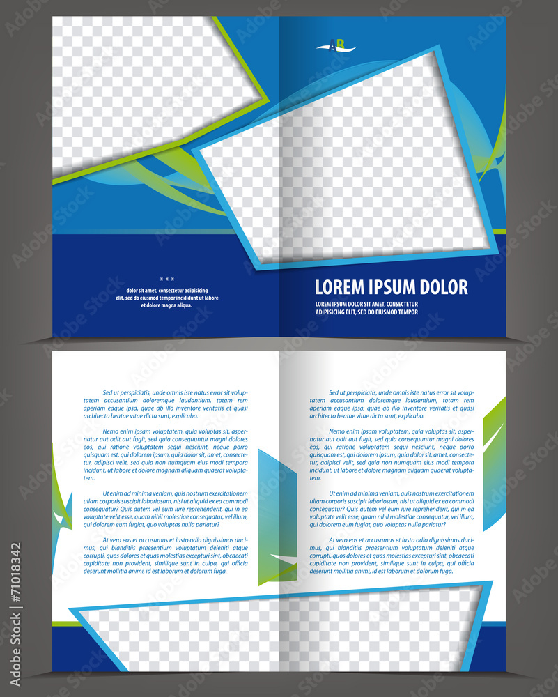 Vector empty bi-fold brochure print template design Stock Vector ...