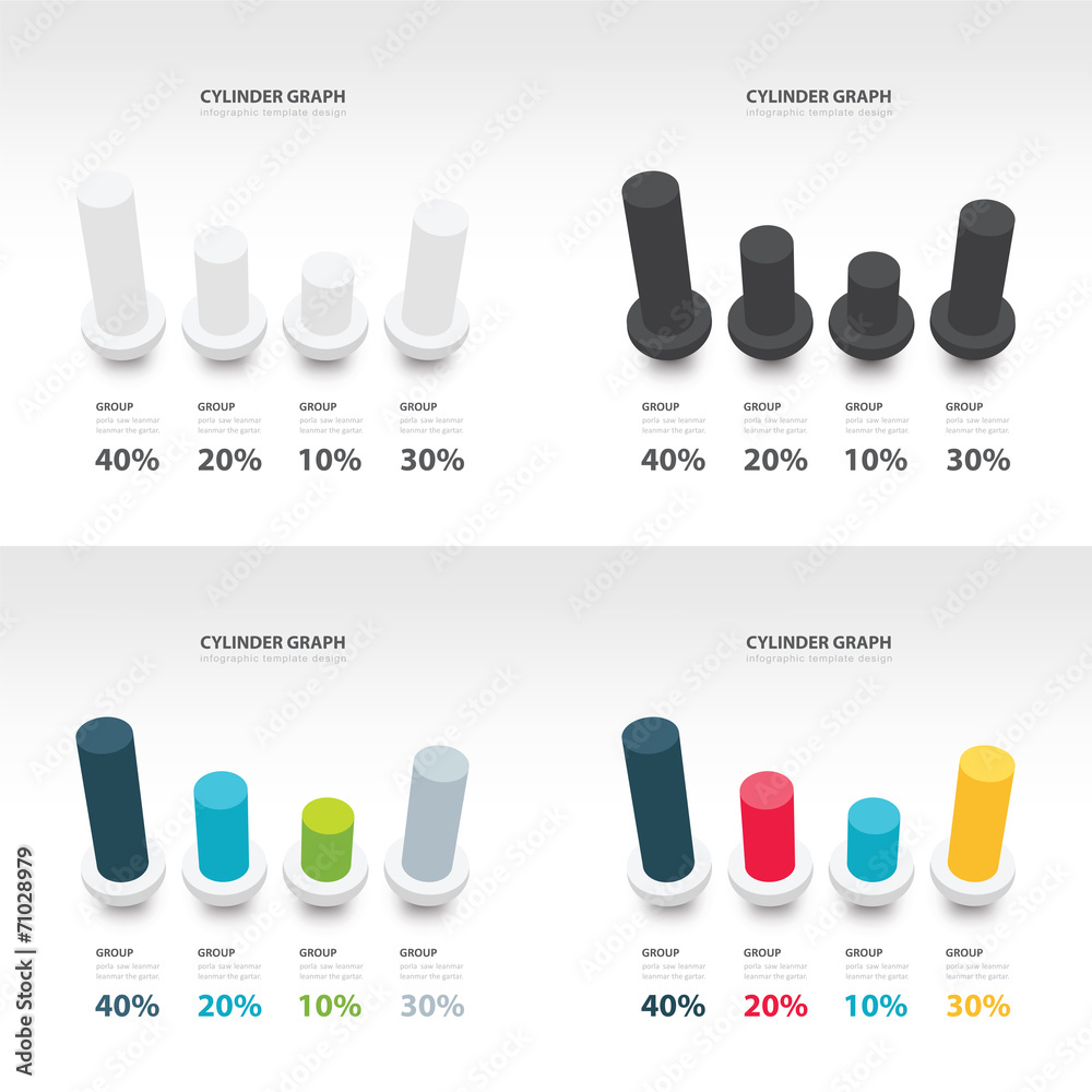cylinder infographic 3d graph template set Stock Vector | Adobe Stock