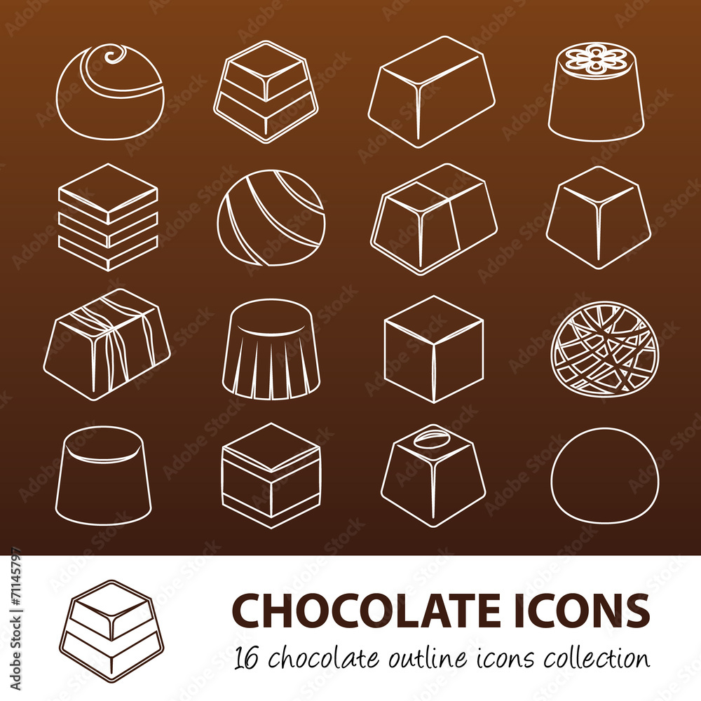 chocolate outline icons Stock Vector | Adobe Stock