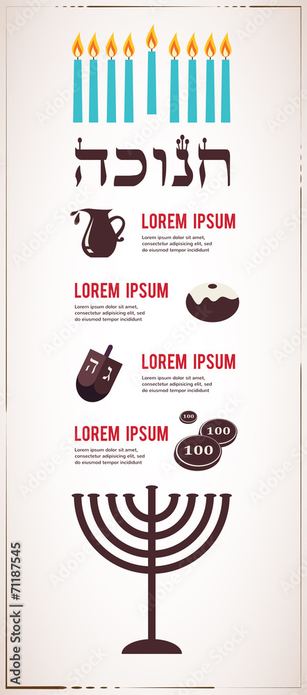 Vector Infographics of famous symbols for the Jewish Holiday Stock ...