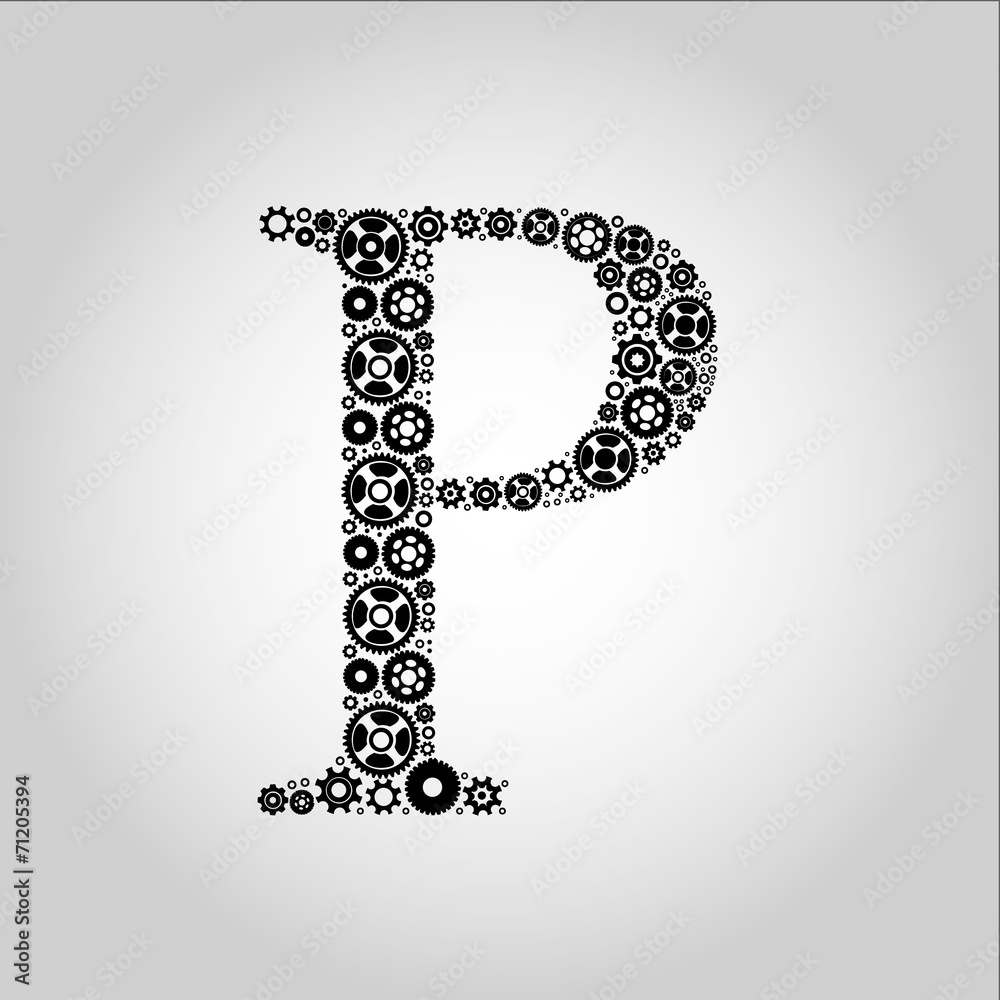 Gear Silhouette Alphabet , P Stock Vector | Adobe Stock