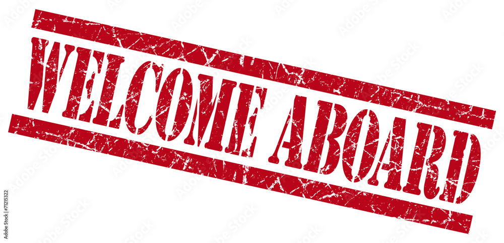 welcome aboard red square grunge textured isolated stamp Stock ...