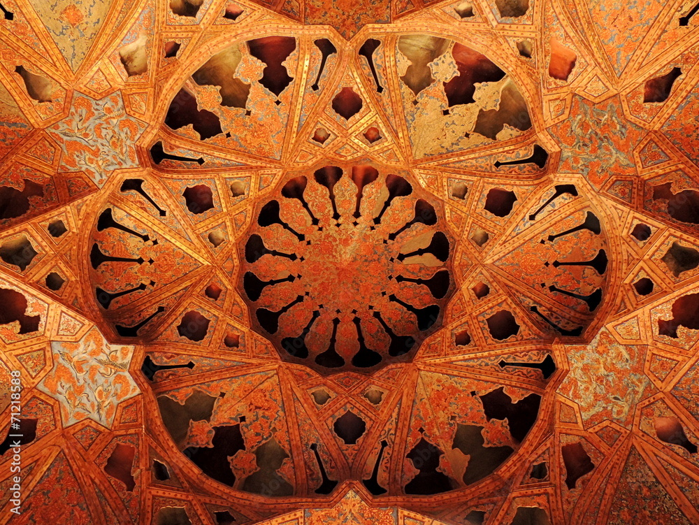 3D beautiful Islamic ceiling decorations of Isfahan palace Stock Photo ...