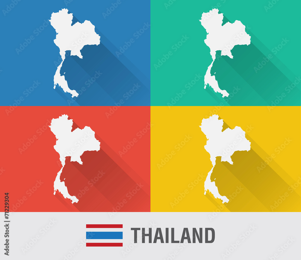 Thailand world map in flat style with 4 colors. Stock Vector | Adobe Stock