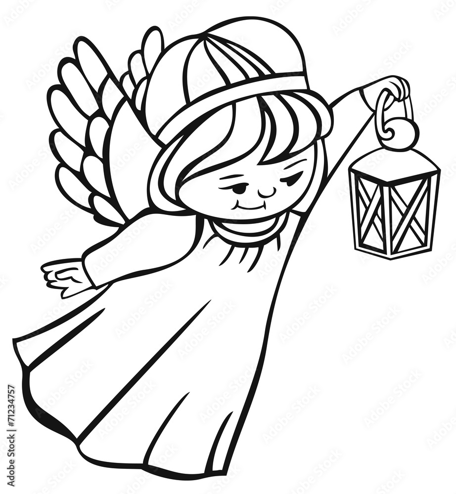 Angel Outline Flying