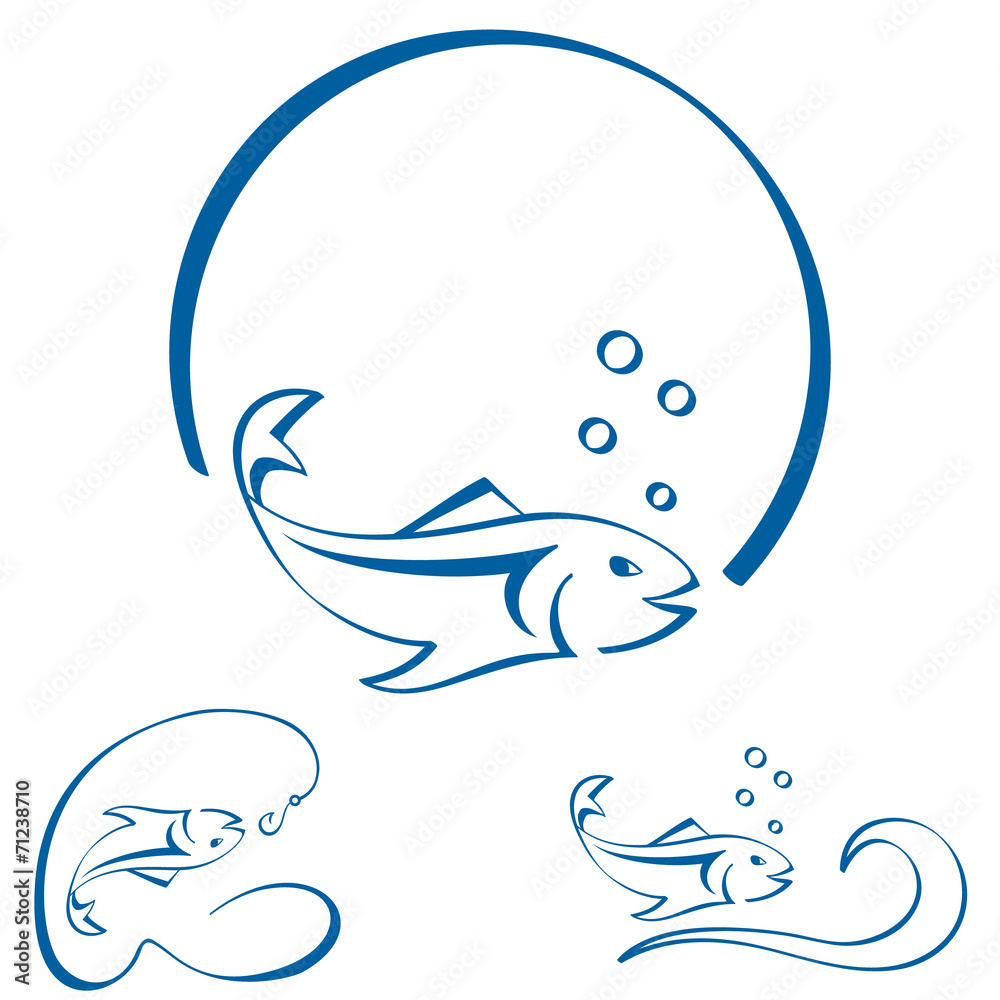 Fisch - Zeichen/Symbole Stock Vector | Adobe Stock