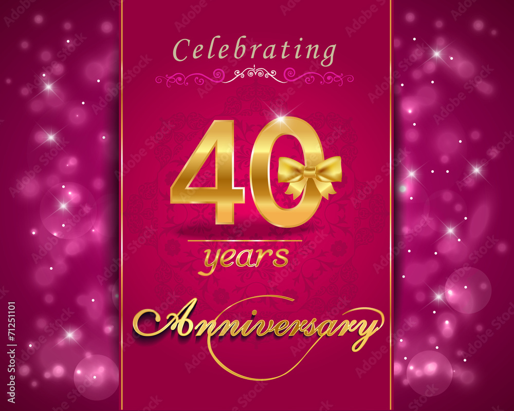 40th anniversary celebration sparkling card Stock Vector | Adobe Stock