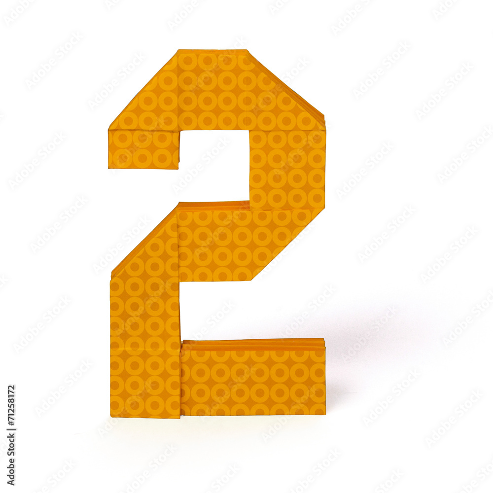 Origami paper number two Stock Photo | Adobe Stock