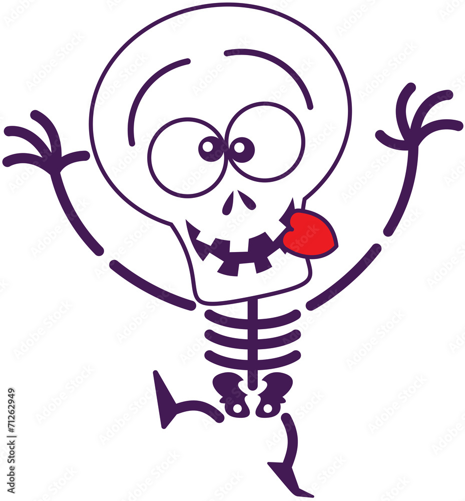 Cute Halloween skeleton making funny faces Stock Illustration | Adobe Stock