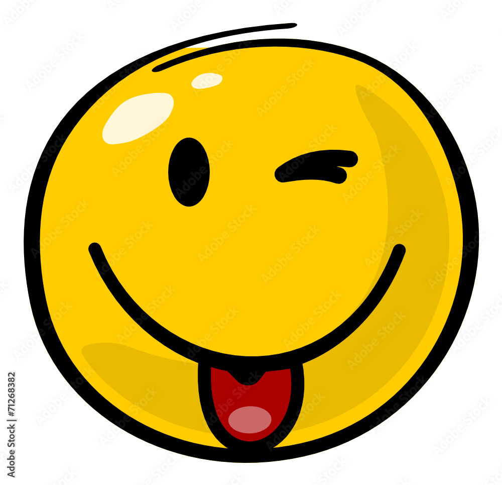 Smiley Zunge Zinkern Stock-Vektorgrafik | Adobe Stock