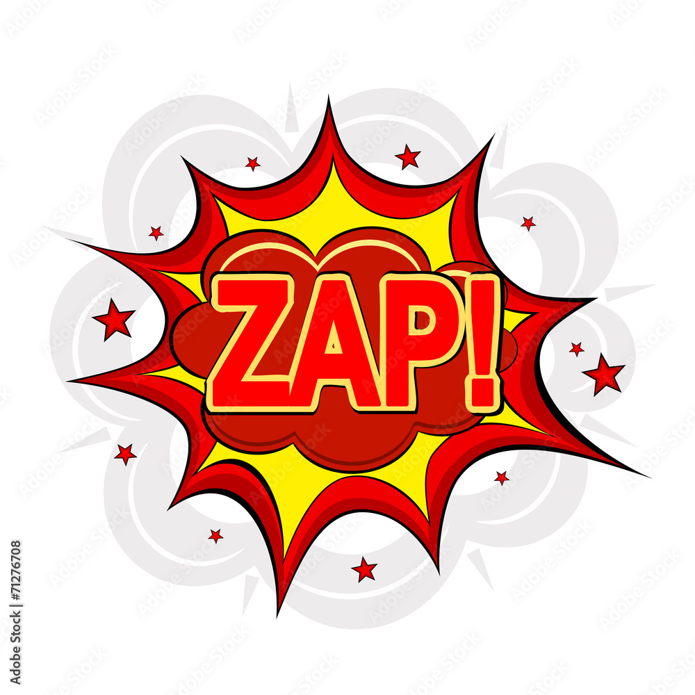 Cartoon ZAP! on a white background. Vector illustration. Stock Vector ...