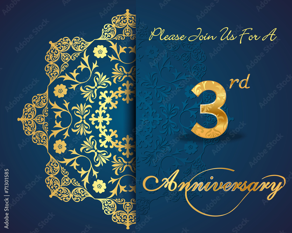 3 year anniversary golden label, 3rd anniversary Stock Vector | Adobe Stock
