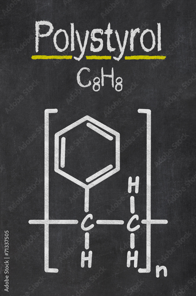 Schiefertafel mit der chemischen Formel von Polystyrol Stock ...