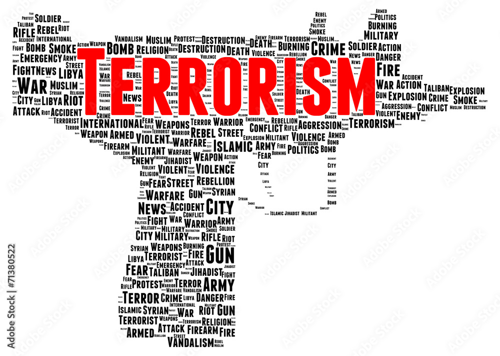 Terrorism word cloud on white background Stock Illustration | Adobe Stock
