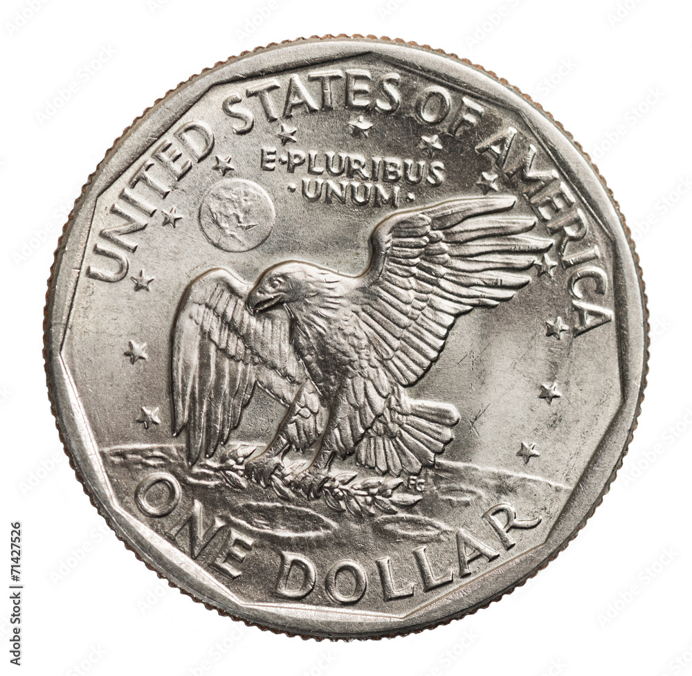 American one dollar coin isolated on white background Stock Photo ...