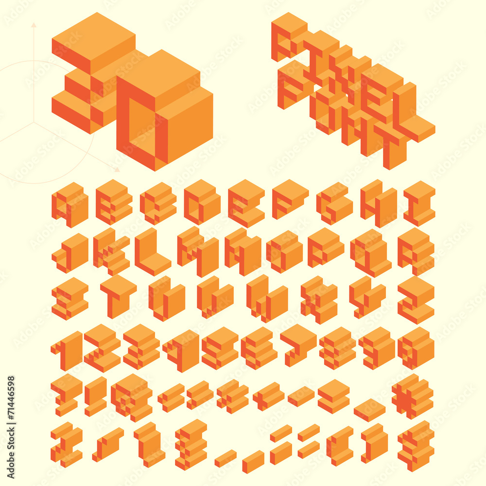 Isometric Pixel Font, Vector Letters, Alphabet Stock Vector | Adobe Stock