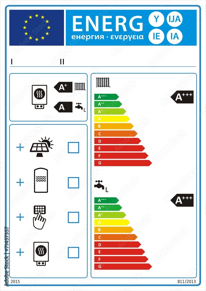 Combination heater, temperature control and solar device label Stock ...